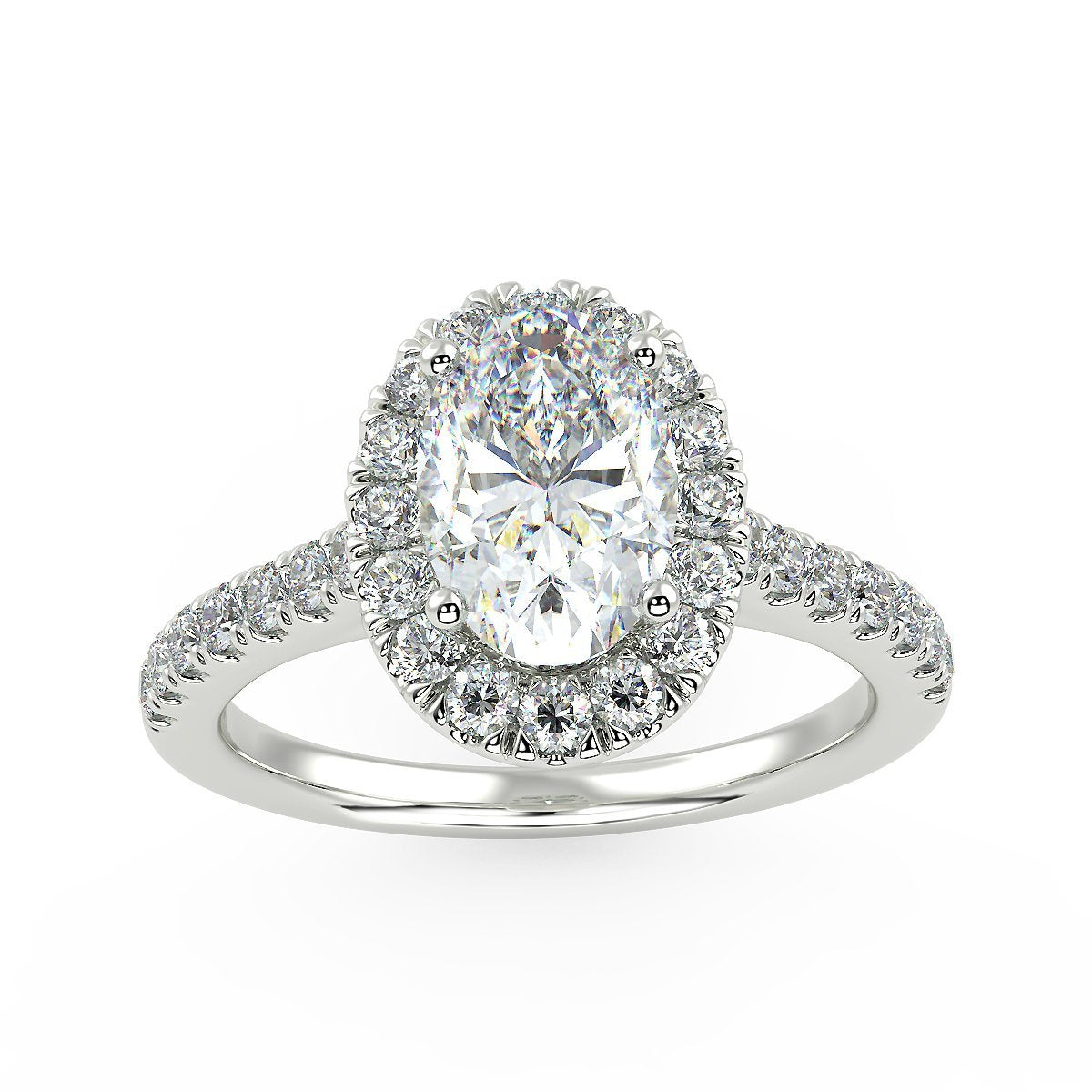 Ellipse Ring - Engagement Ring in White Gold | Brilliant Carbon